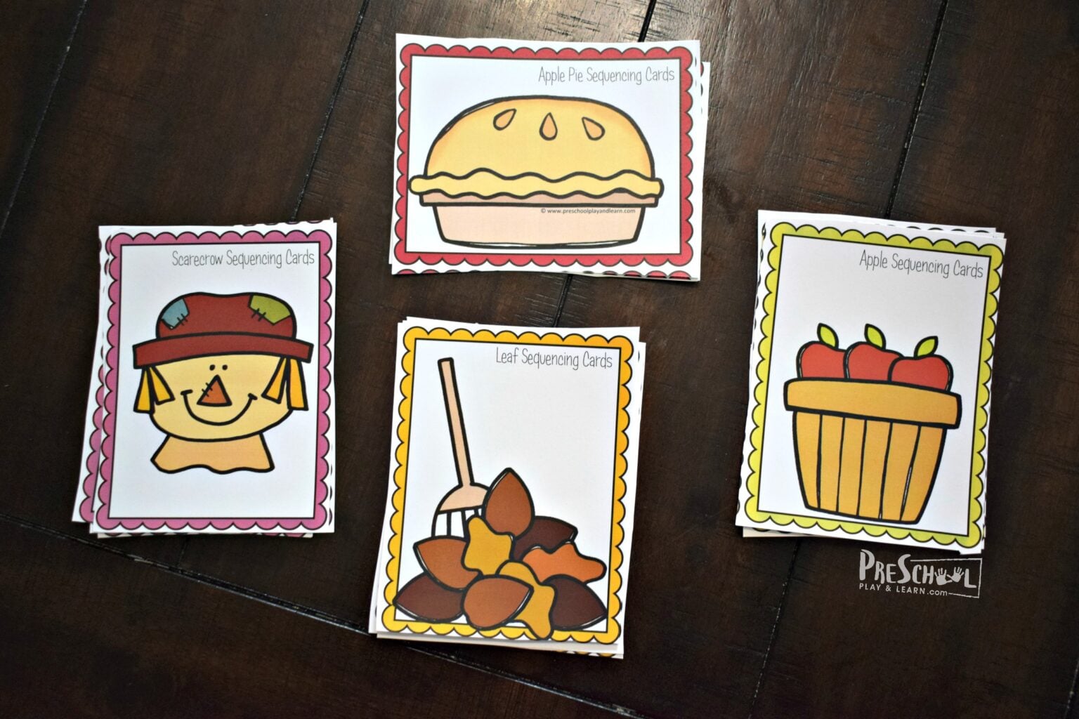 🍂 FREE Printable Fall Sequencing Cards Activity for Preschoolers