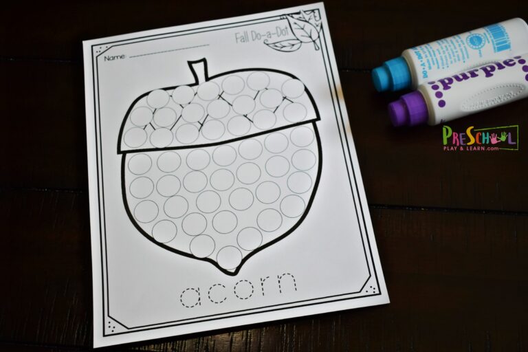 🍂 Simple Do a Dot FREE Printable Worksheets for Fall