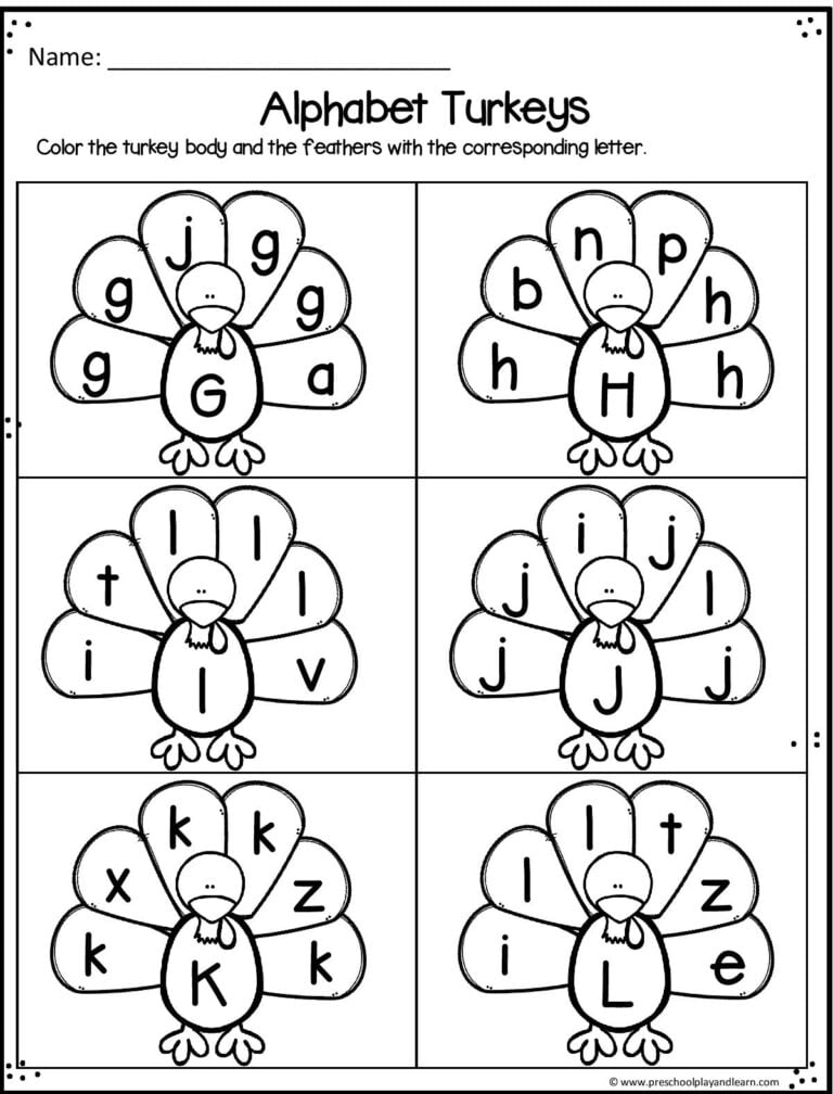 🦃 FREE Printable Thanksgiving Worksheets for Preschool