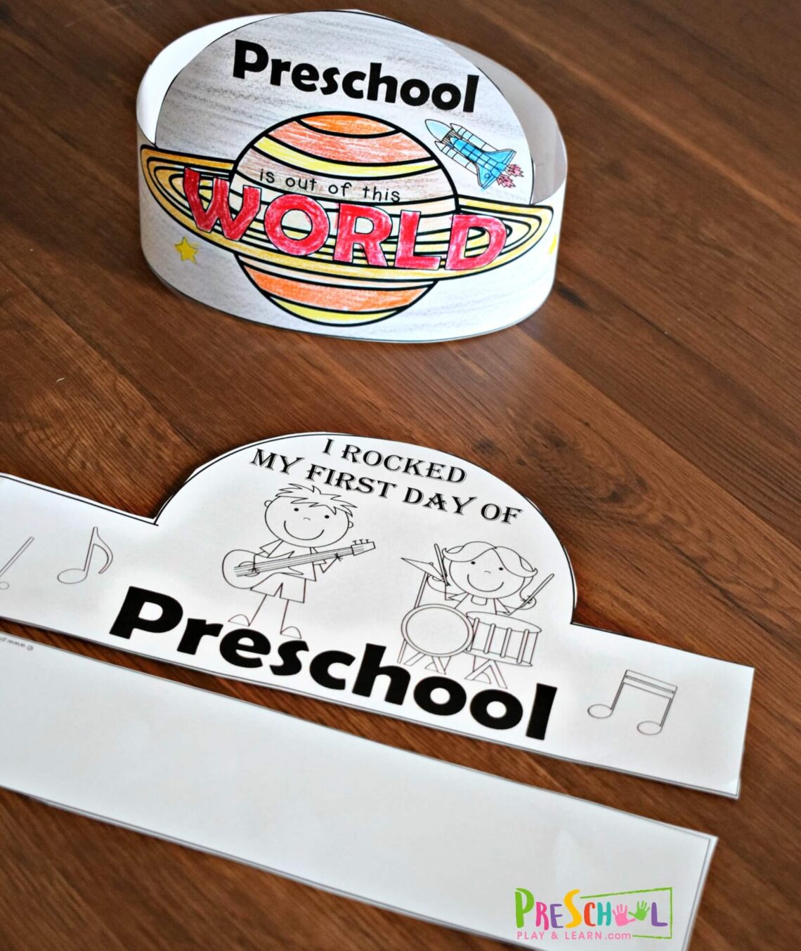 First Day of Preschool Back to School Hats - FREE Printable