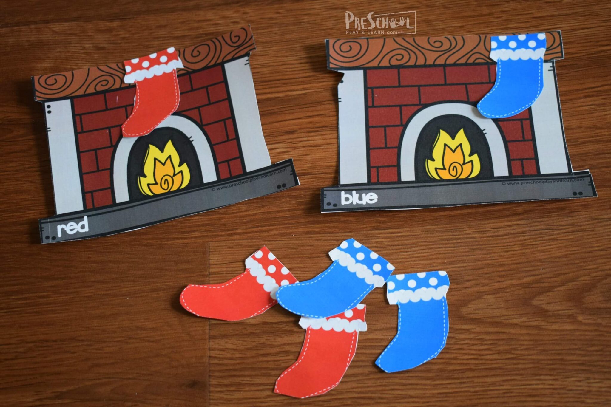 Christmas Math Games for Preschoolers- Matching Color Game