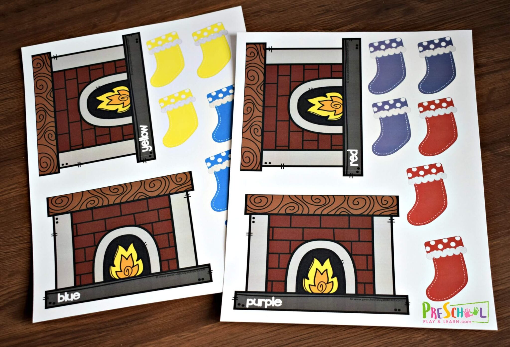 Christmas Math Games for Preschoolers- Matching Color Game