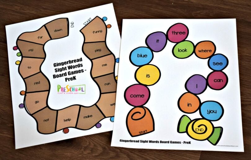 🎄 FREE Printable Christmas Sight Word Games for Preschoolers
