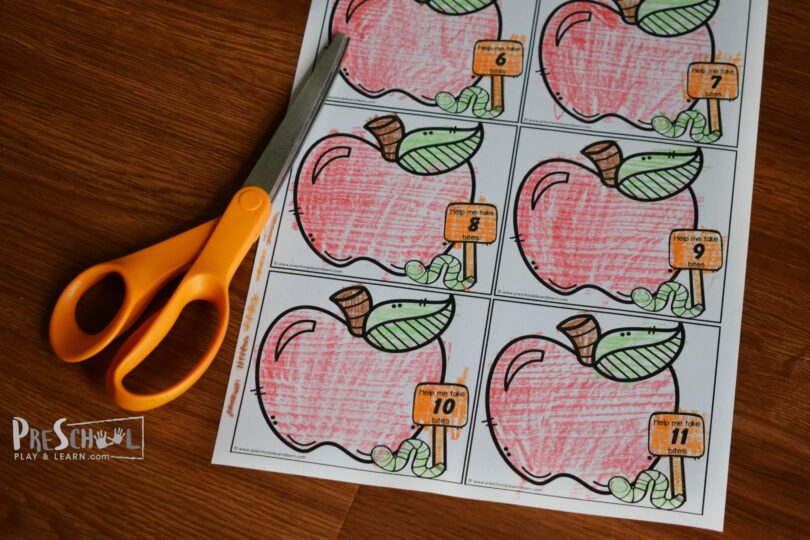 🍎 Count to 20 Hole Punching Apple Munching Printable Activity