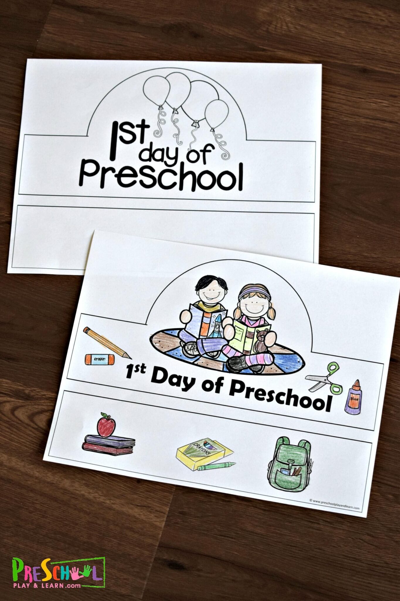 First Day of Preschool Back to School Hats - FREE Printable