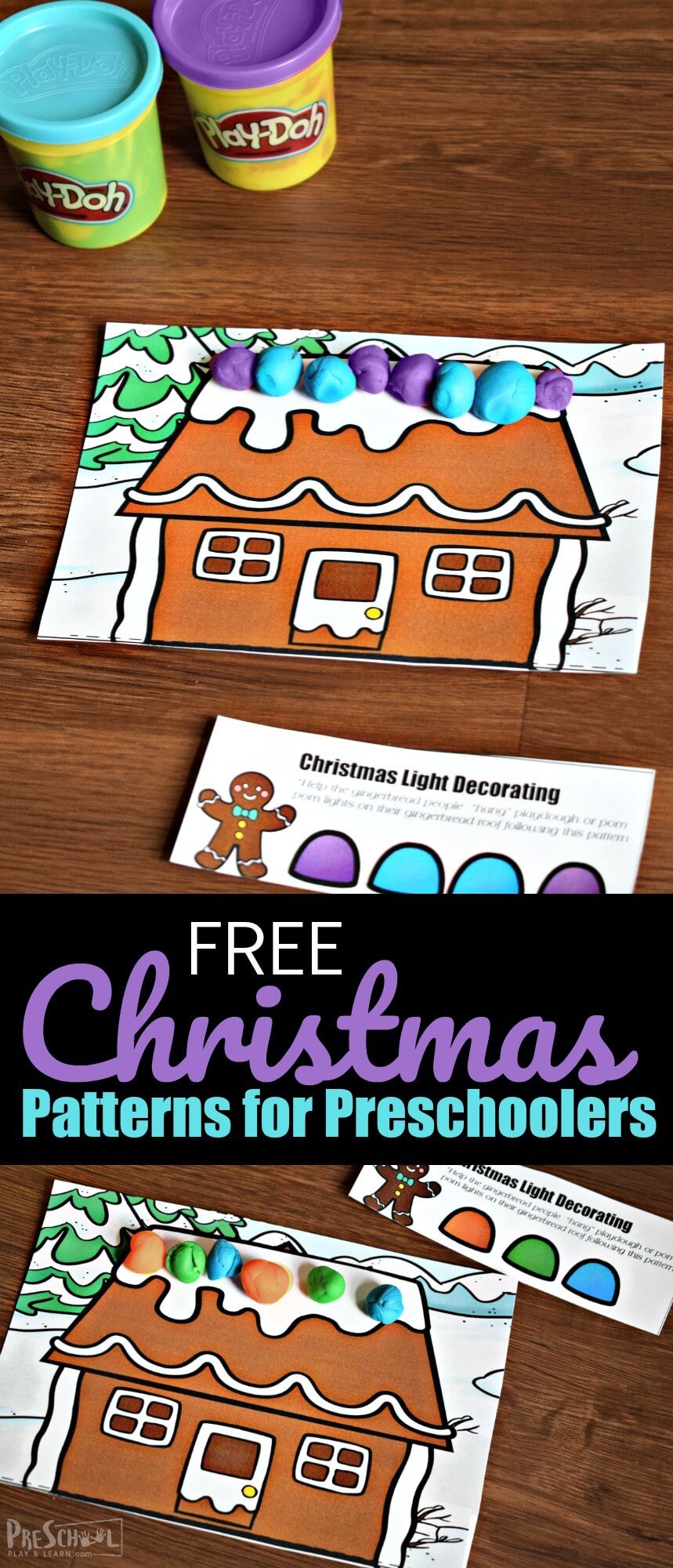 🎄 FREE Printable Christmas Playdough Mats Activity