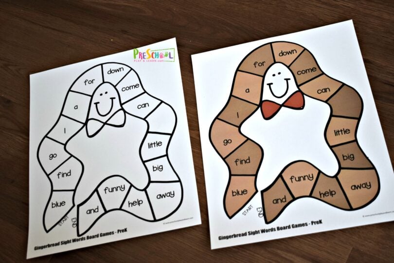 🎄 FREE Printable Christmas Sight Word Games for Preschoolers