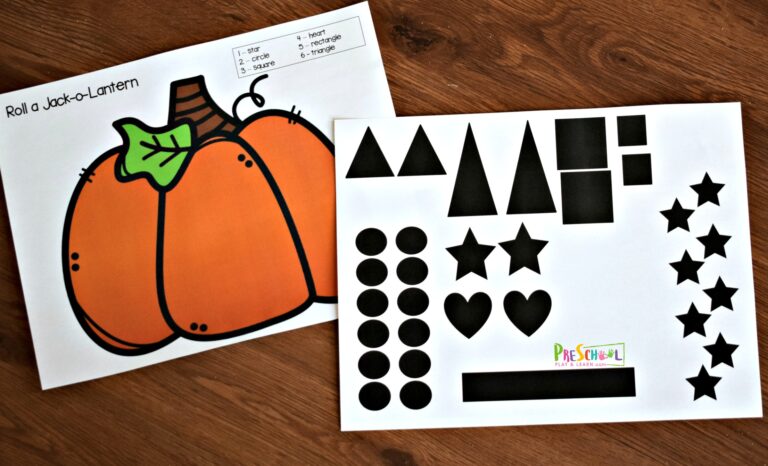 🎃 FREE Roll a Jack o Lantern Printable Shapes Activity