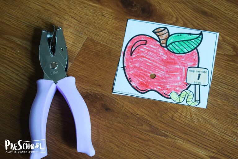 🍎 Count to 20 Hole Punching Apple Munching Printable Activity
