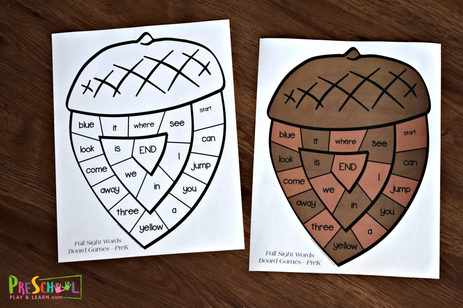 🍁 FREE Printable Fall Sight Word Games