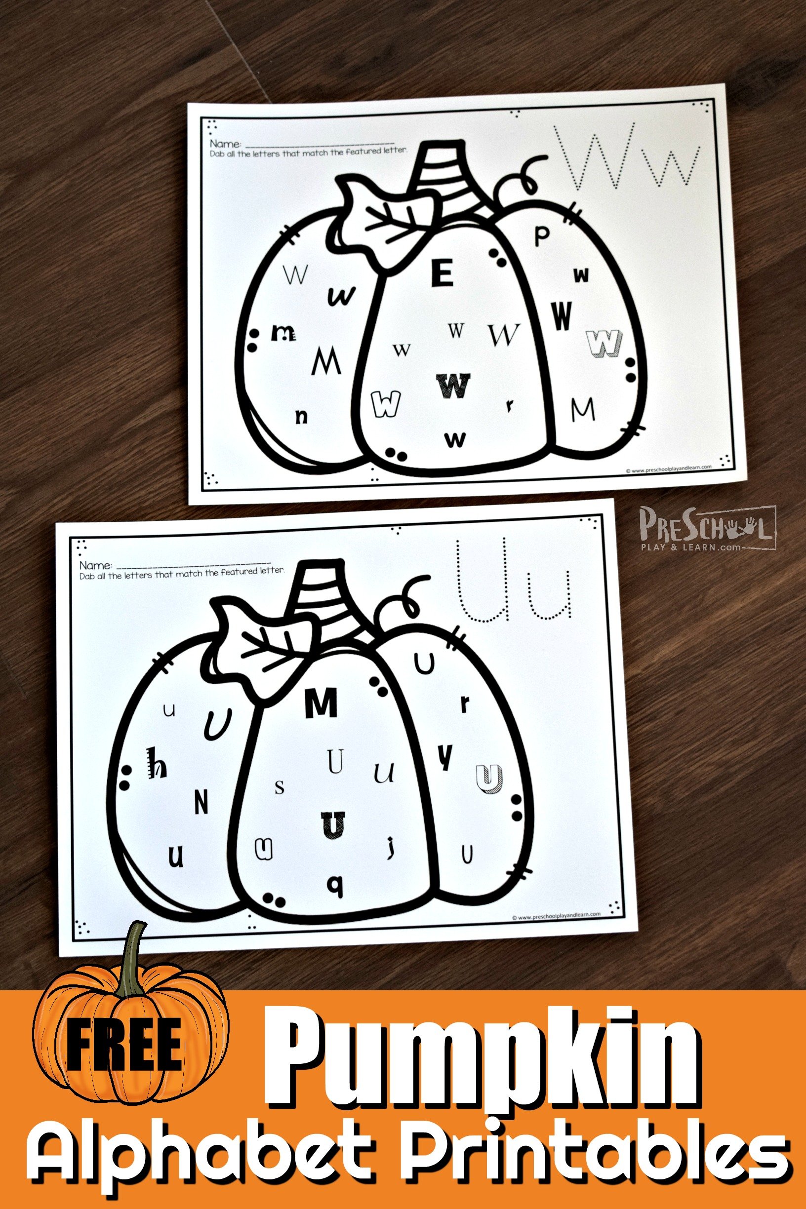 Free Printable Fall Pumpkin Find the Letter Worksheets Activity