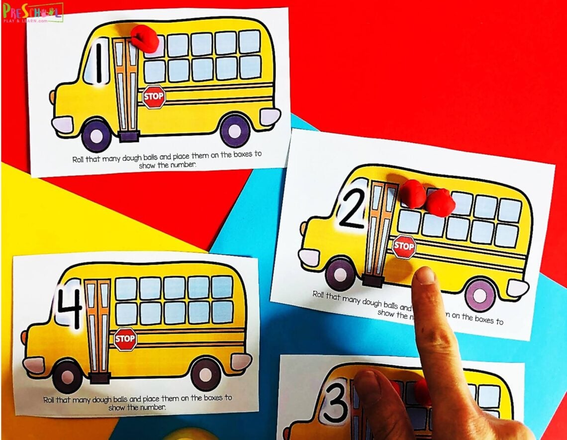 FREE Printable Bus Counting Mats - Back to School Activity