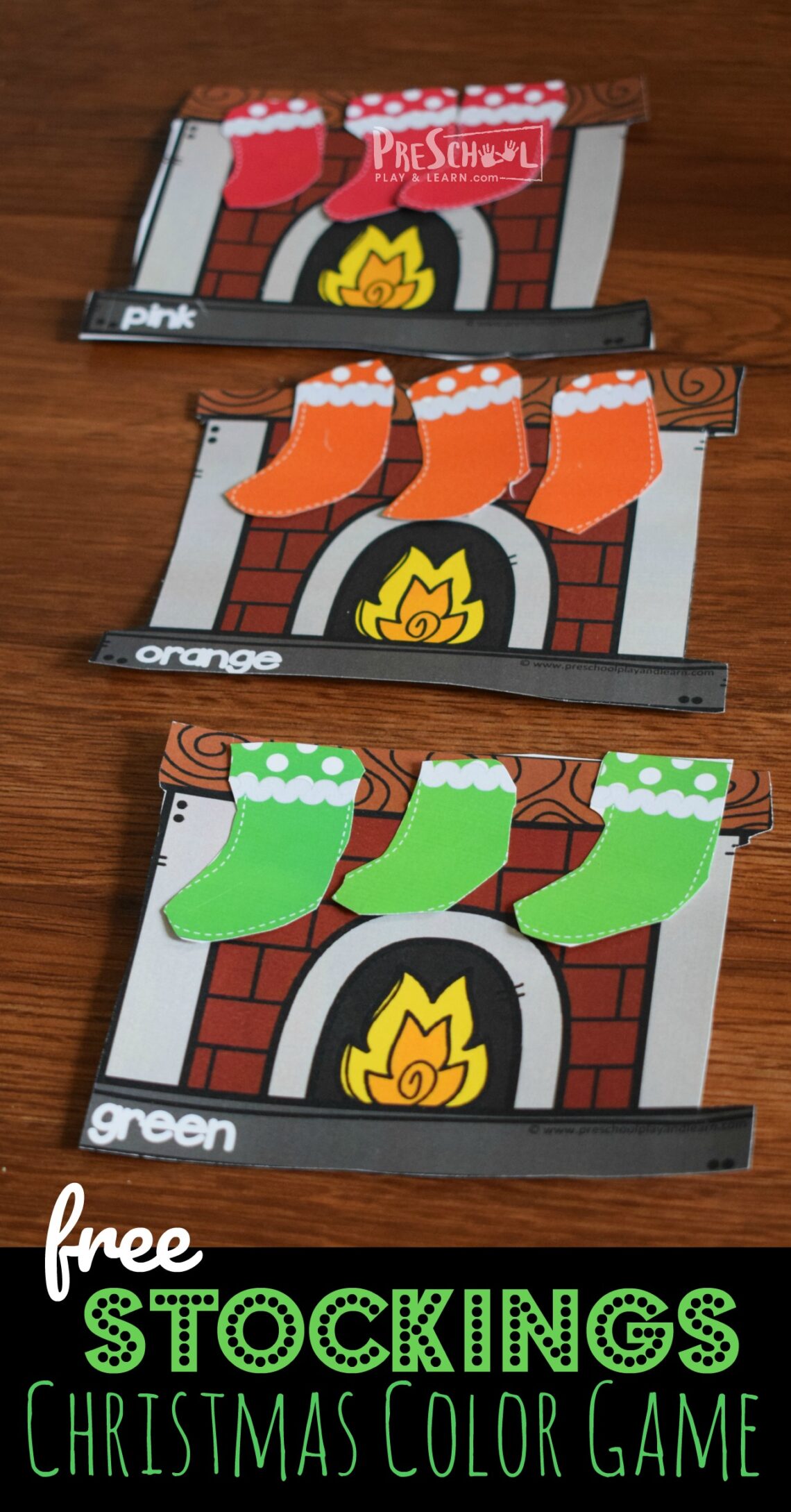 Christmas Math Games for Preschoolers- Matching Color Game