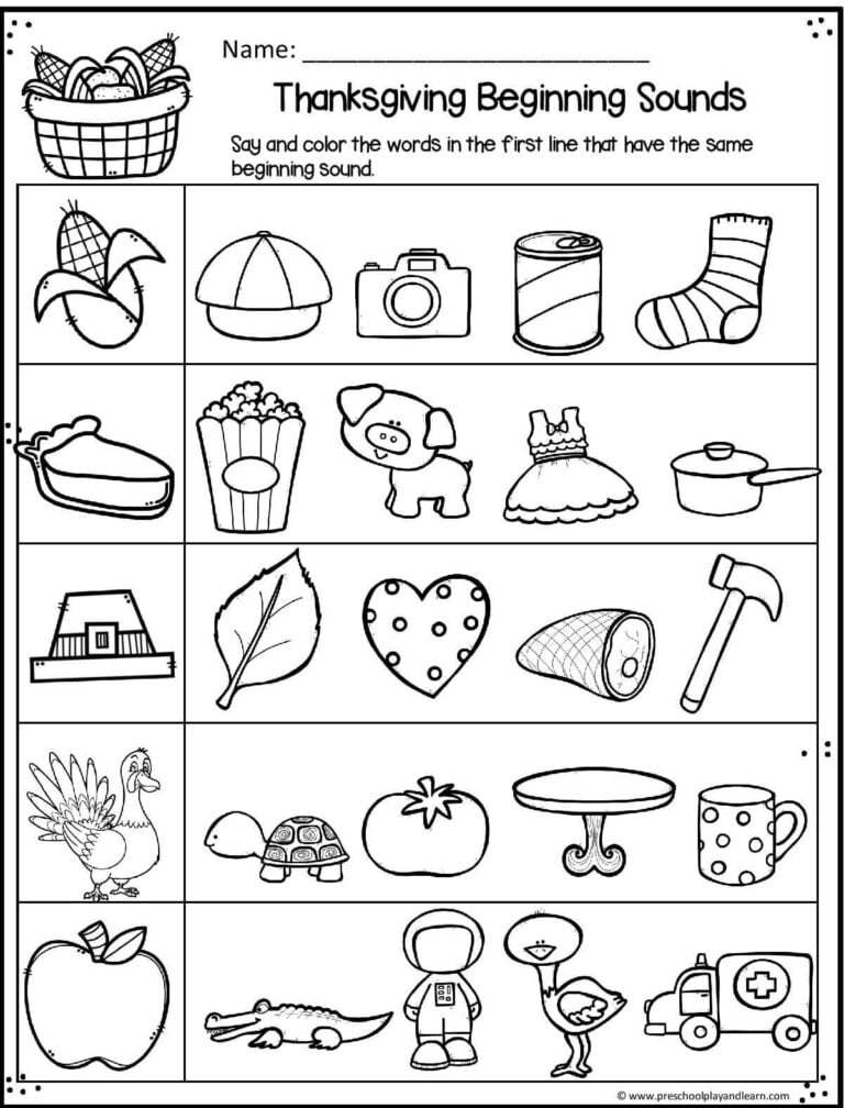 🦃 FREE Printable Thanksgiving Worksheets for Preschool