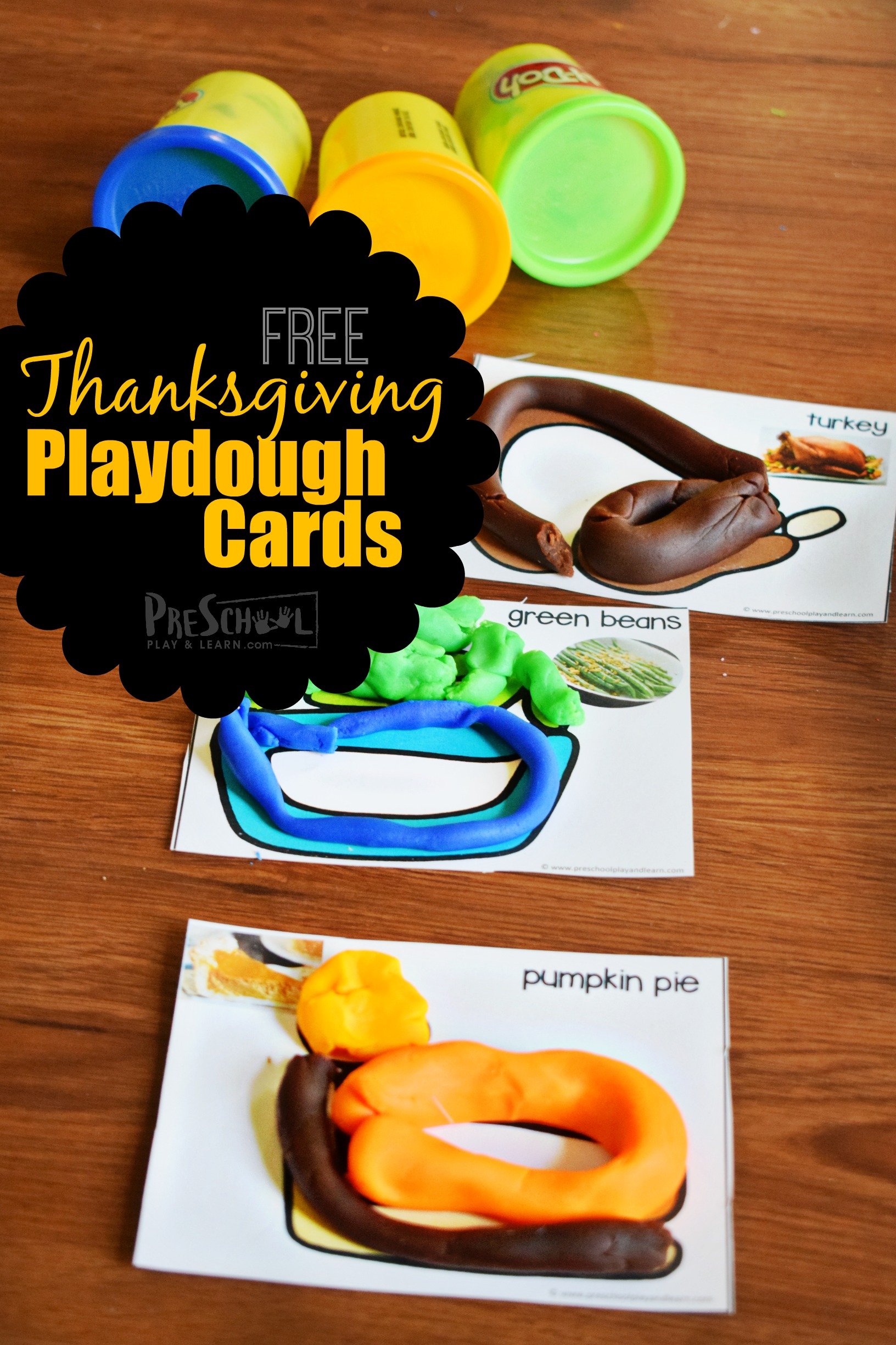 🦃 FREE Printable Thanksgiving Playdough Mats Activity