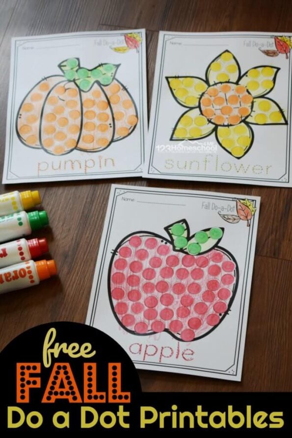 🍂 Simple Do a Dot FREE Printable Worksheets for Fall