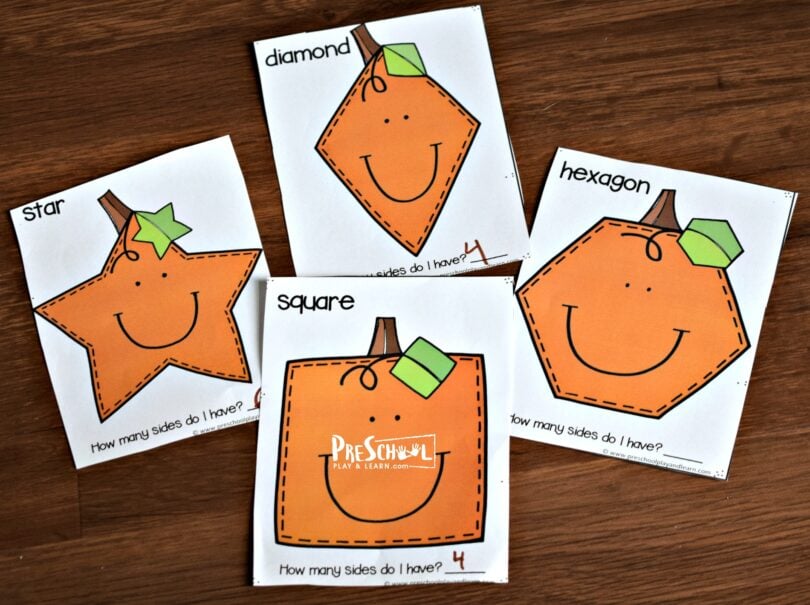 FREE Printable Pumpkin Shapes Playdough Mats Activity for Preschoolers