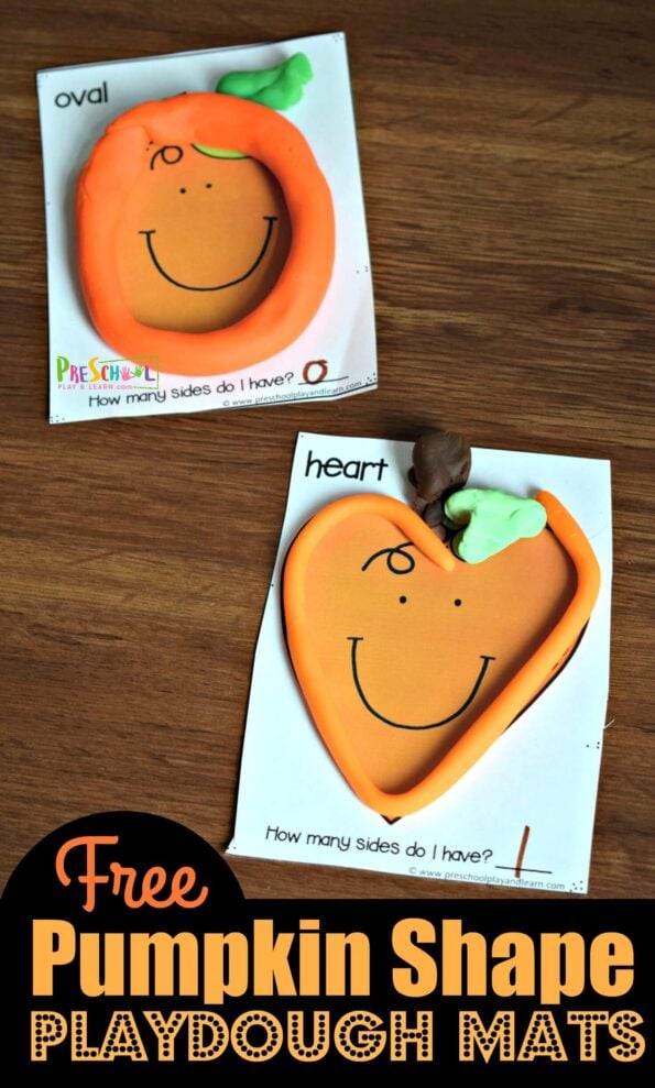 FREE Printable Pumpkin Shapes Playdough Mats Activity for Preschoolers
