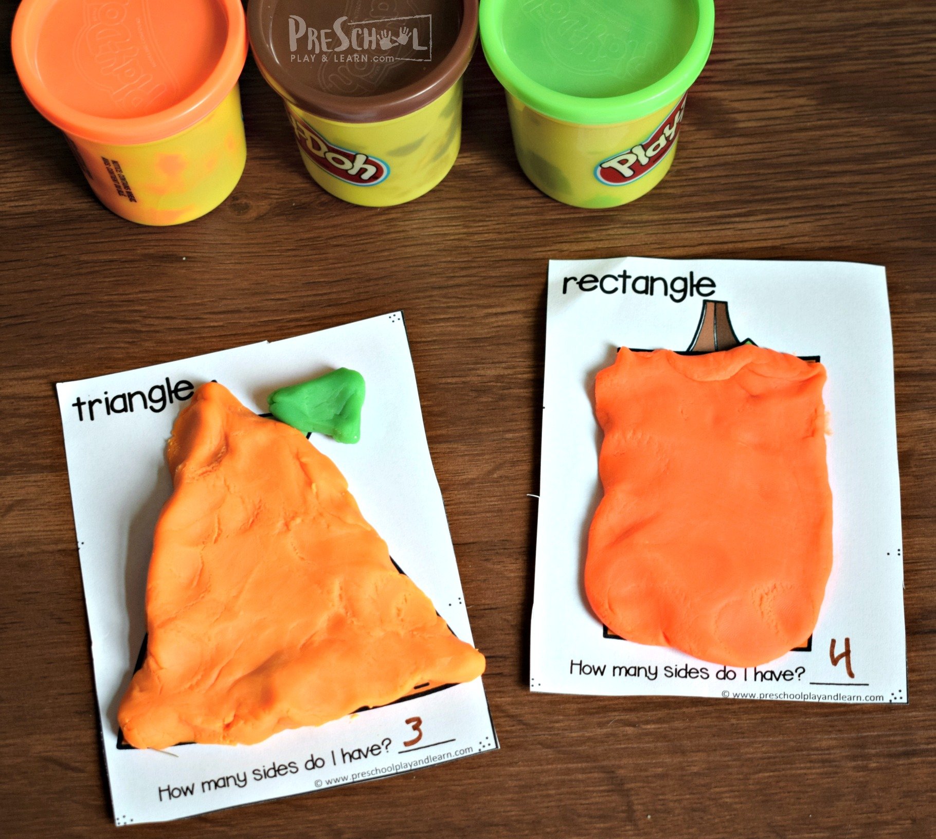 FREE Printable Pumpkin Shapes Playdough Mats Activity for Preschoolers