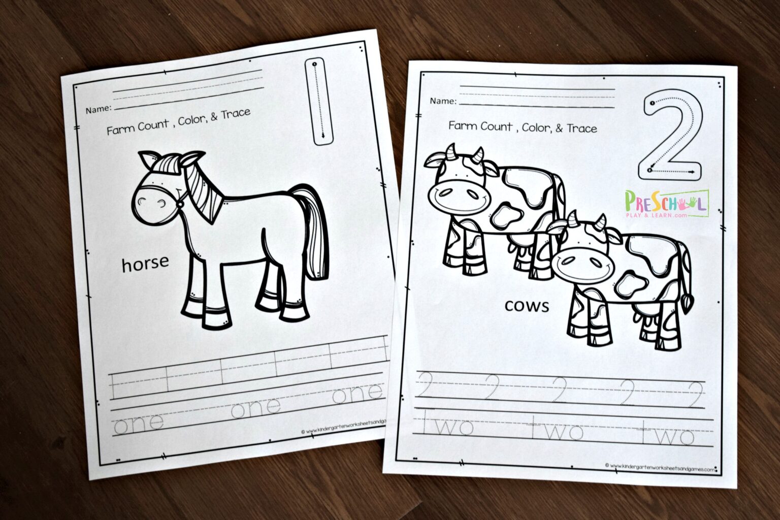 🐷🐴 FREE Printable Counting Farm Animals Worksheets for Kids