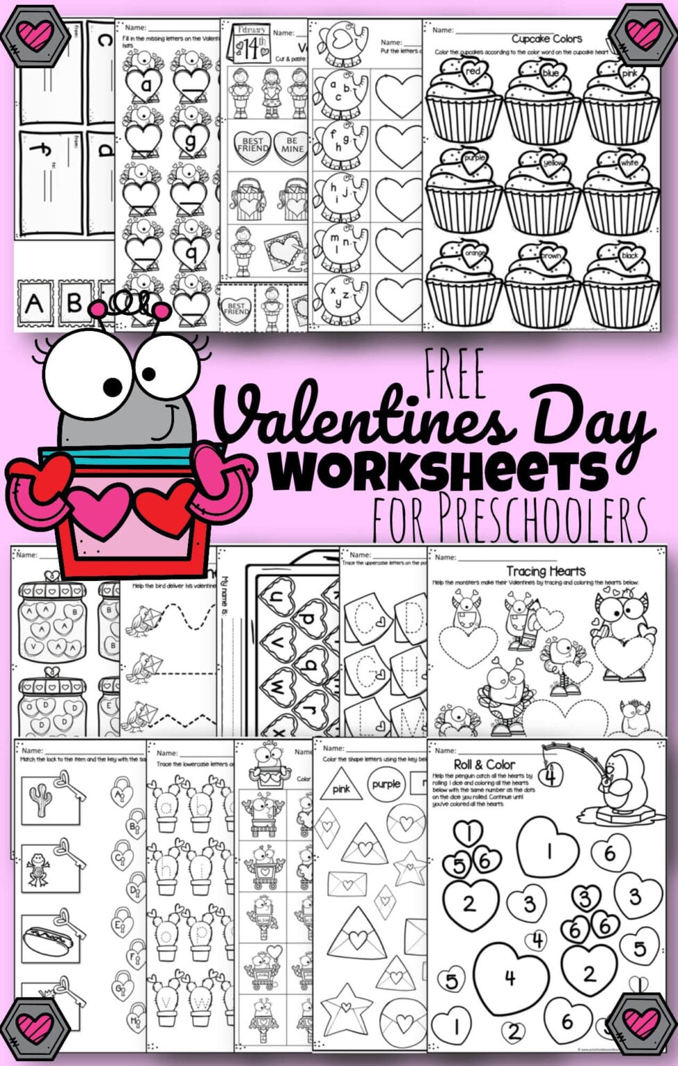 💝 FREE Printable Valentine Chocolates Shape Playdough Mats