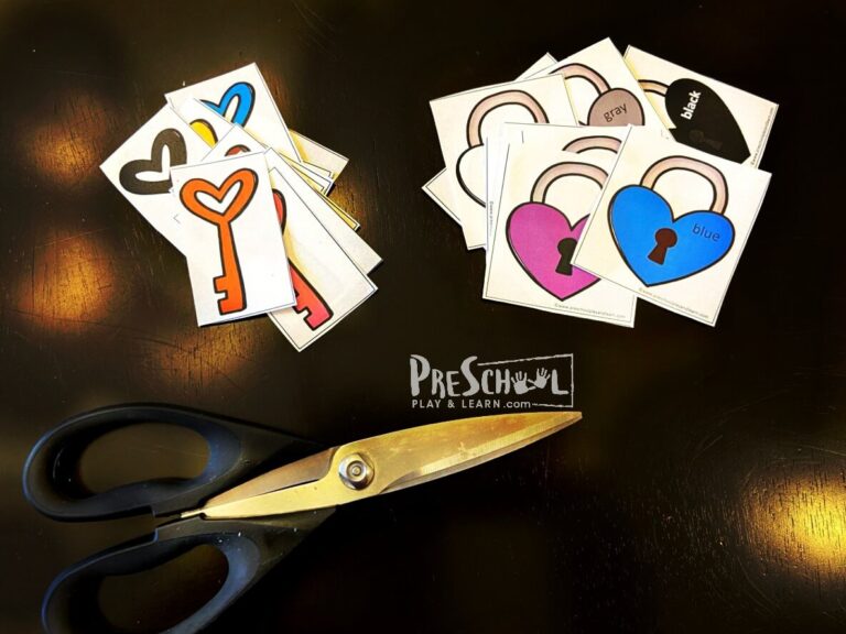 💖 Printable Lock & Key Valentines Day Color Matching Activity