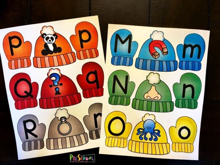 ️️ Winter Mitten Letter Matching Printable Activity for Preschool