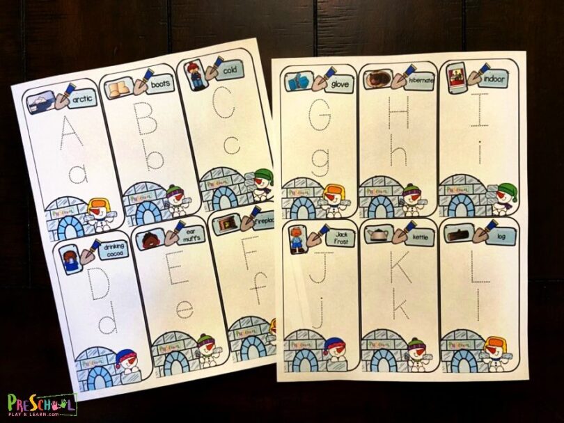 ️️ FREE Winter Alphabet Letter Tracing Cards Printables