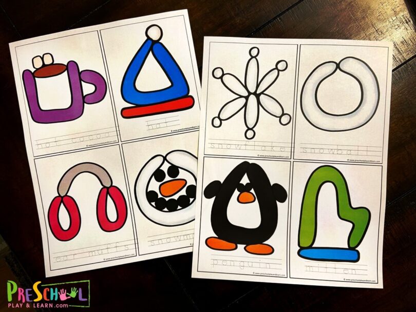 ️️ FREE Printable Winter Playdough Mats Activity for Preschool