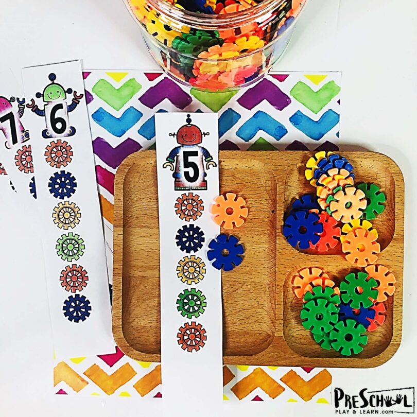 FREE Printable Robots & Gears Counting Activities