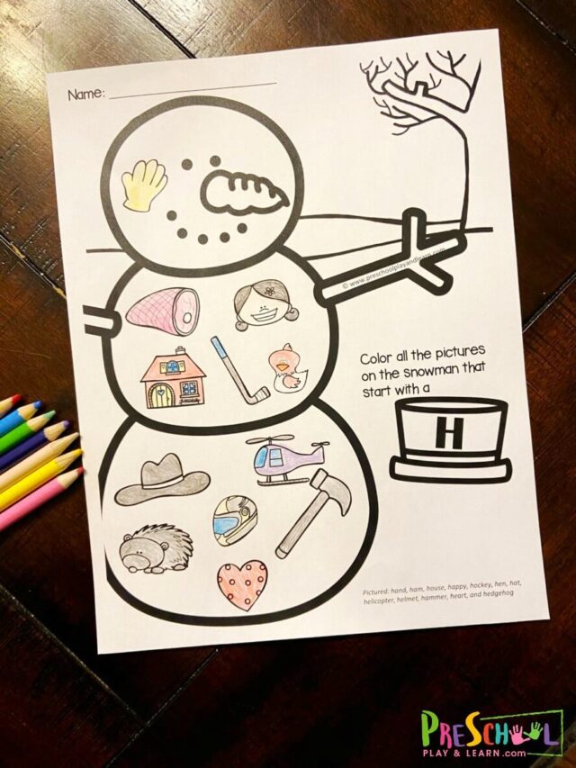 ⛄ FREE Initial Sounds Snowman Coloring Pages for Winter