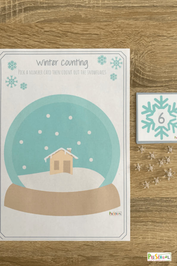 FREE Printable Snow Globe Winter Counting Mats