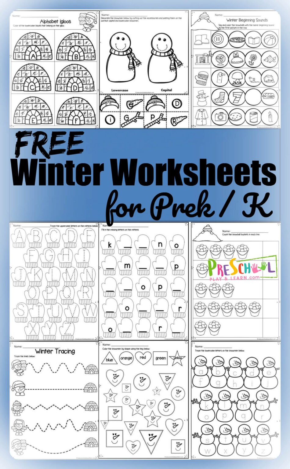 FREE Winter Worksheets for Preschoolers