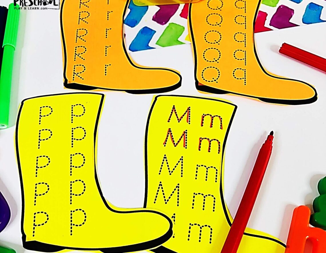 FREE Rainboots Letter Tracing - Spring Activity for Preschool