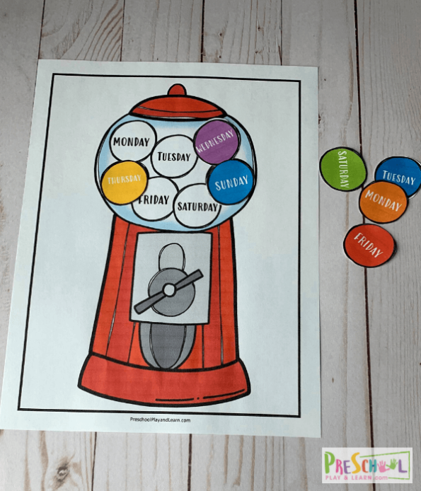 FREE Gumball Days Of The Week Printables