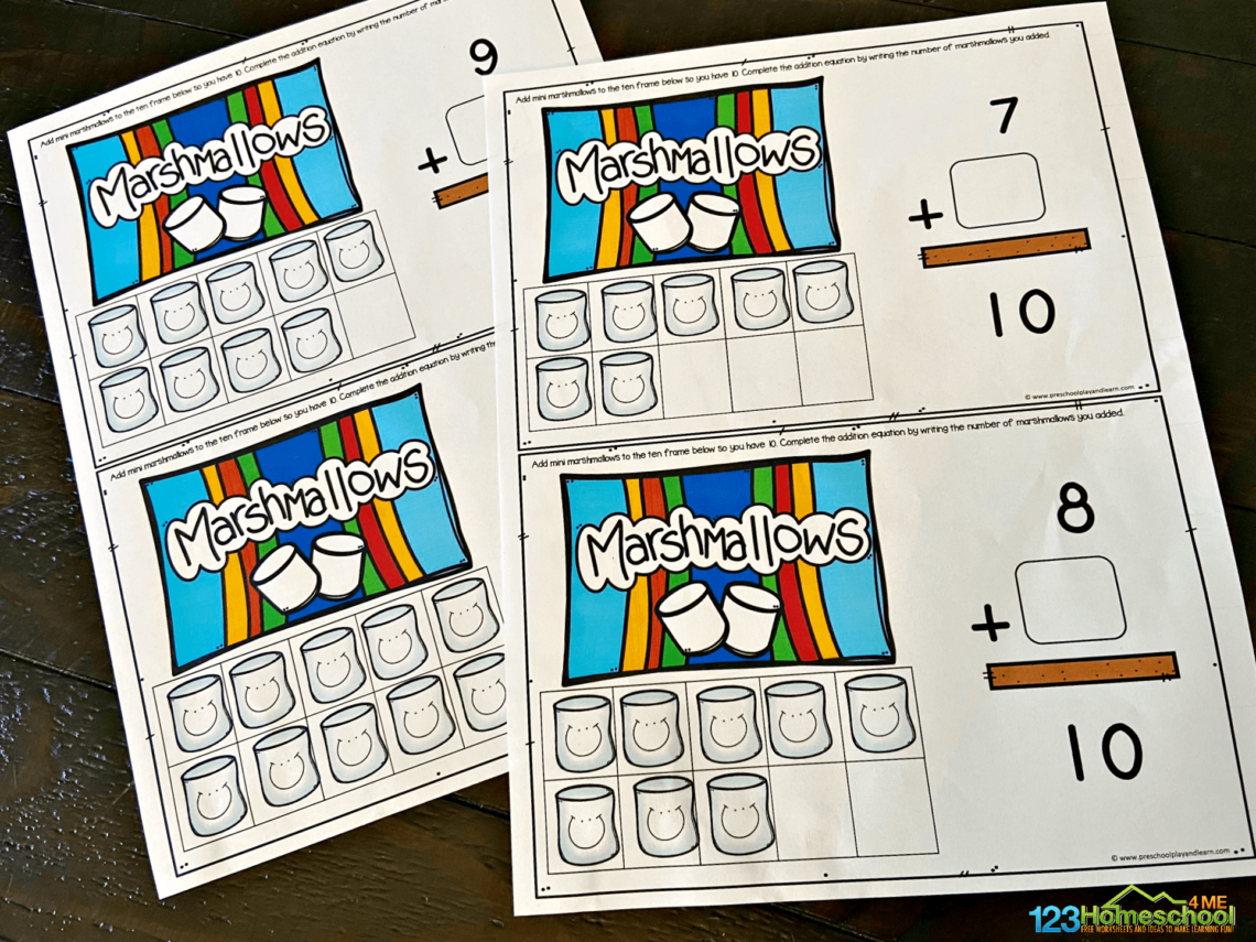 FREE Marshmallow Ten Frame Printable Activity