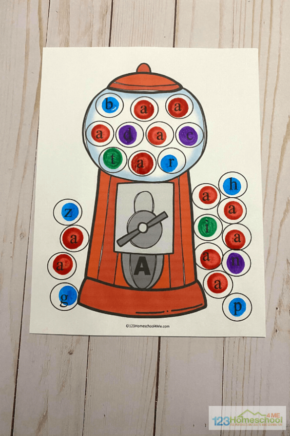 FREE Find and Dab Gumball ABC Printable Worksheets