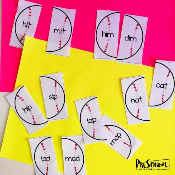 ⚾ FREE Baseball CVC Rhyming Words