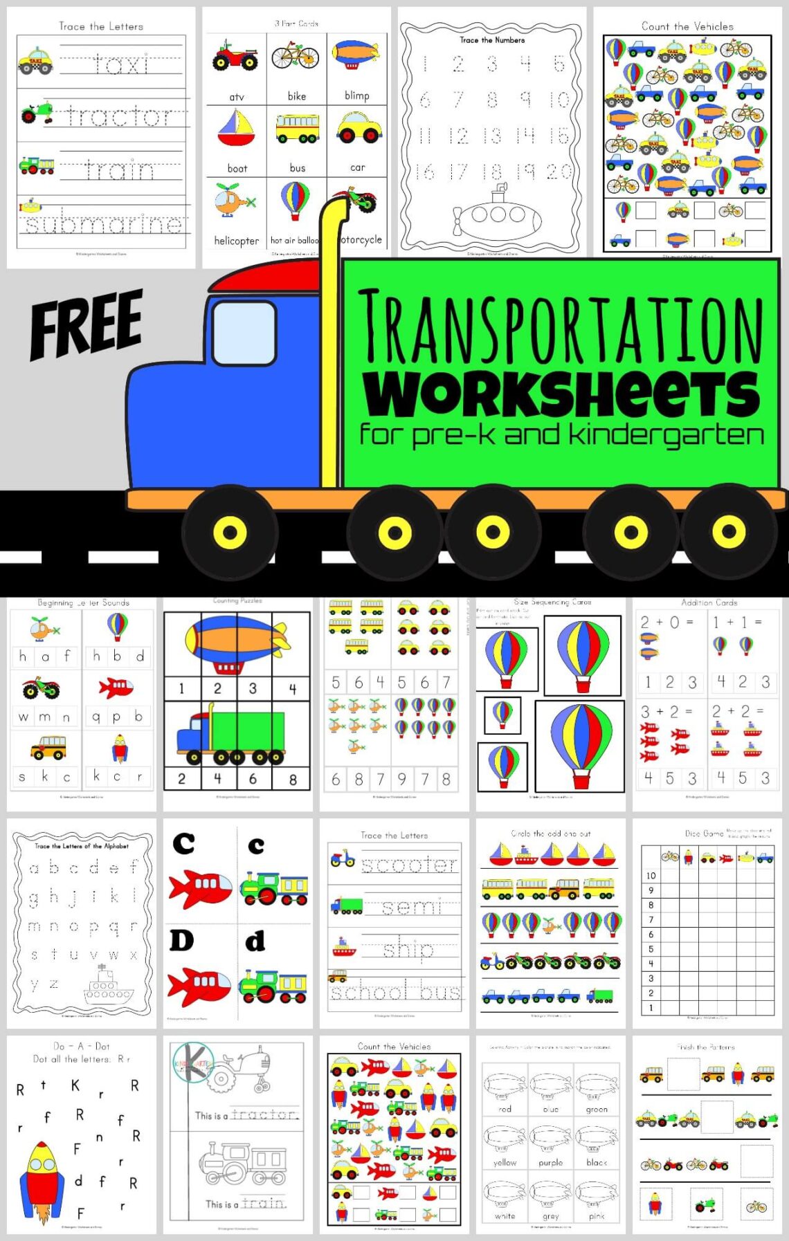 Transportation Dot Marker Printables - Fun Preschool Worksheets