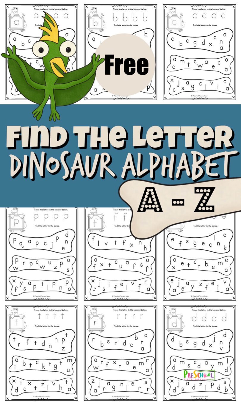 FREE Dinosaur Color By Code Letter Recognition Worksheets