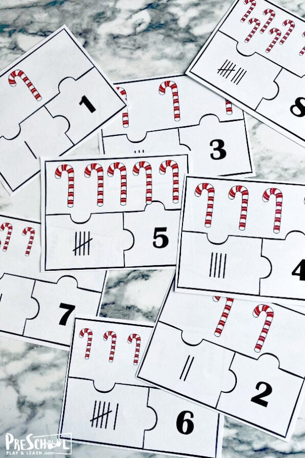 🎄 FREE Printable Candy Cane Number Sense Math Puzzles