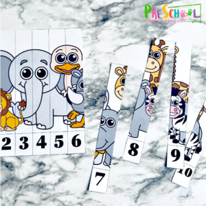 🦓🦒🦍 FREE Printable Zoo Animal Number Puzzles