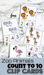 🦍 FREE Printable Zoo Animal Math Clip Cards 1-10