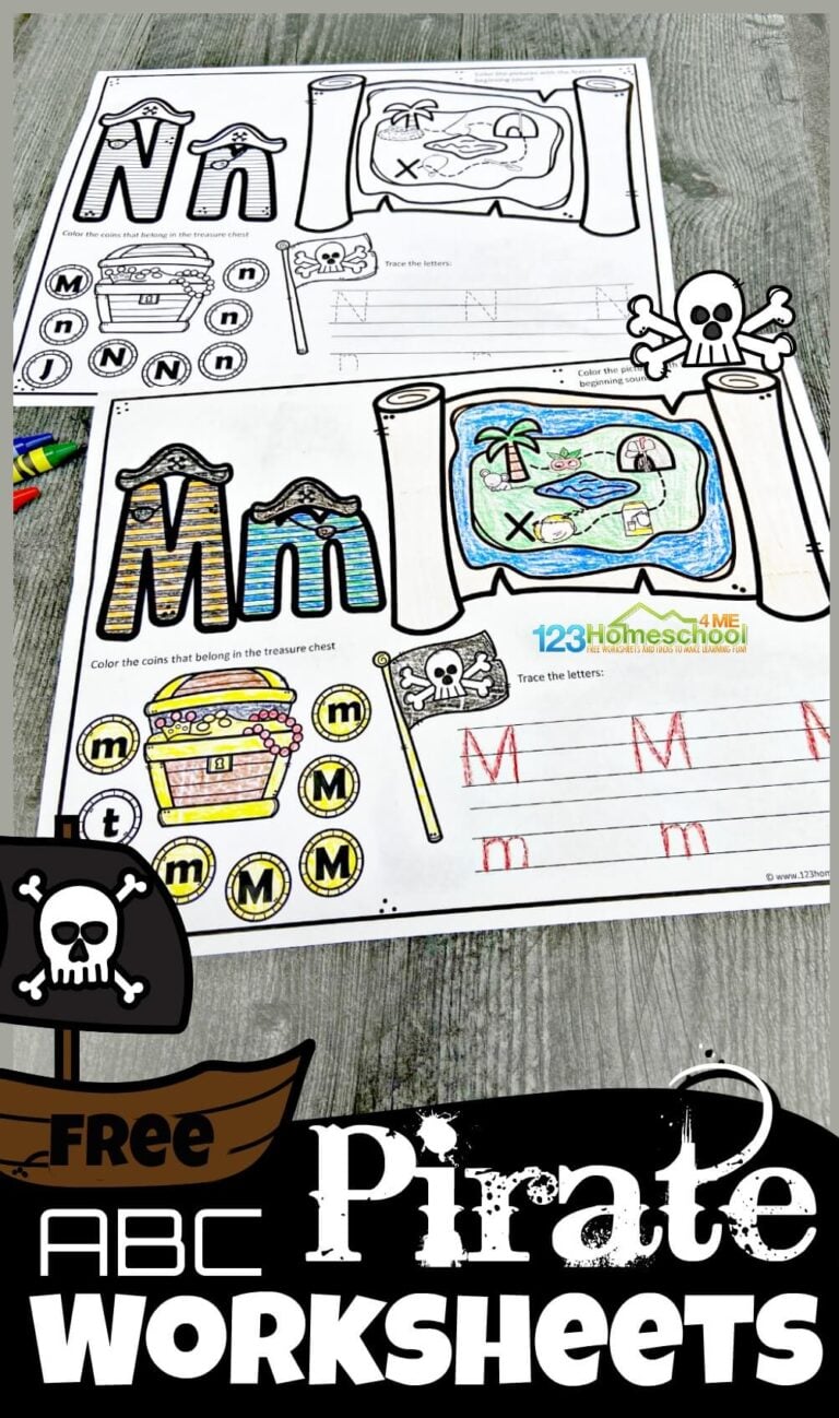 🏴‍☠️ FREE Printable Pirate Worksheets for Preschoolers