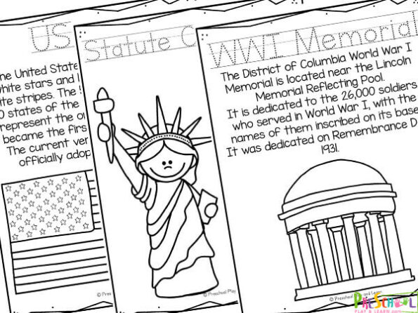 🦅 FREE Patriotic American Symbols for Kids Readers to Color, and Learn