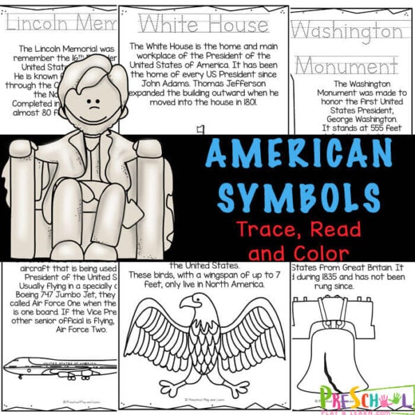 🦅 FREE Patriotic American Symbols for Kids Readers to Color, and Learn