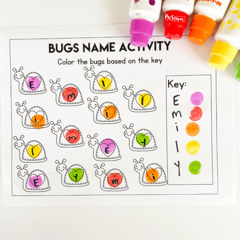 🐞 FREE Printable Bug Preschool Name Worksheet Activity