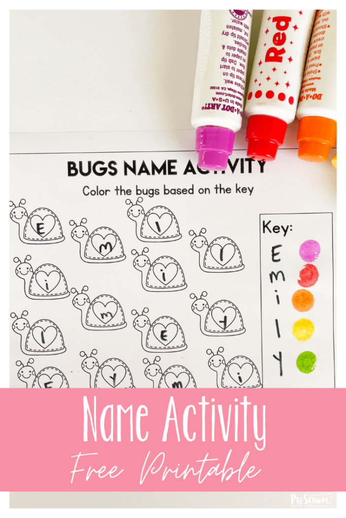 🐞 FREE Printable Bug Preschool Name Worksheet Activity