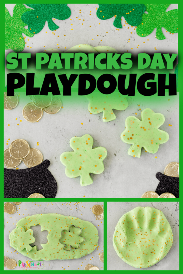 🍀 St Patricks Day Playdough Activity for Preschoolers