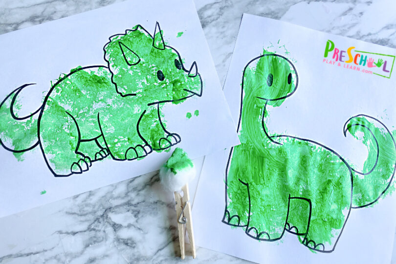 Dinosaur Art Paintings for Preschoolers - Activity with FREE Printable ...